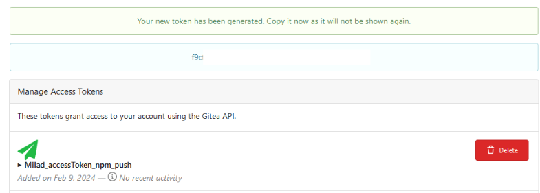 Creating Access Tokens for Pushing Packages to Gitea - XWiki